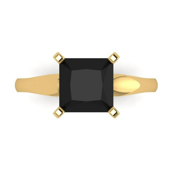 Solitaire Engagement Ring for Women - 2.5ct Natural Onyx in 14K Yellow ...