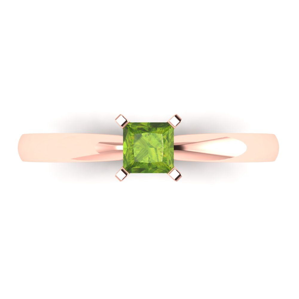 2.5 ct Princess Cut Natural Peridot Solitaire 14K Rose Gold Womens ...