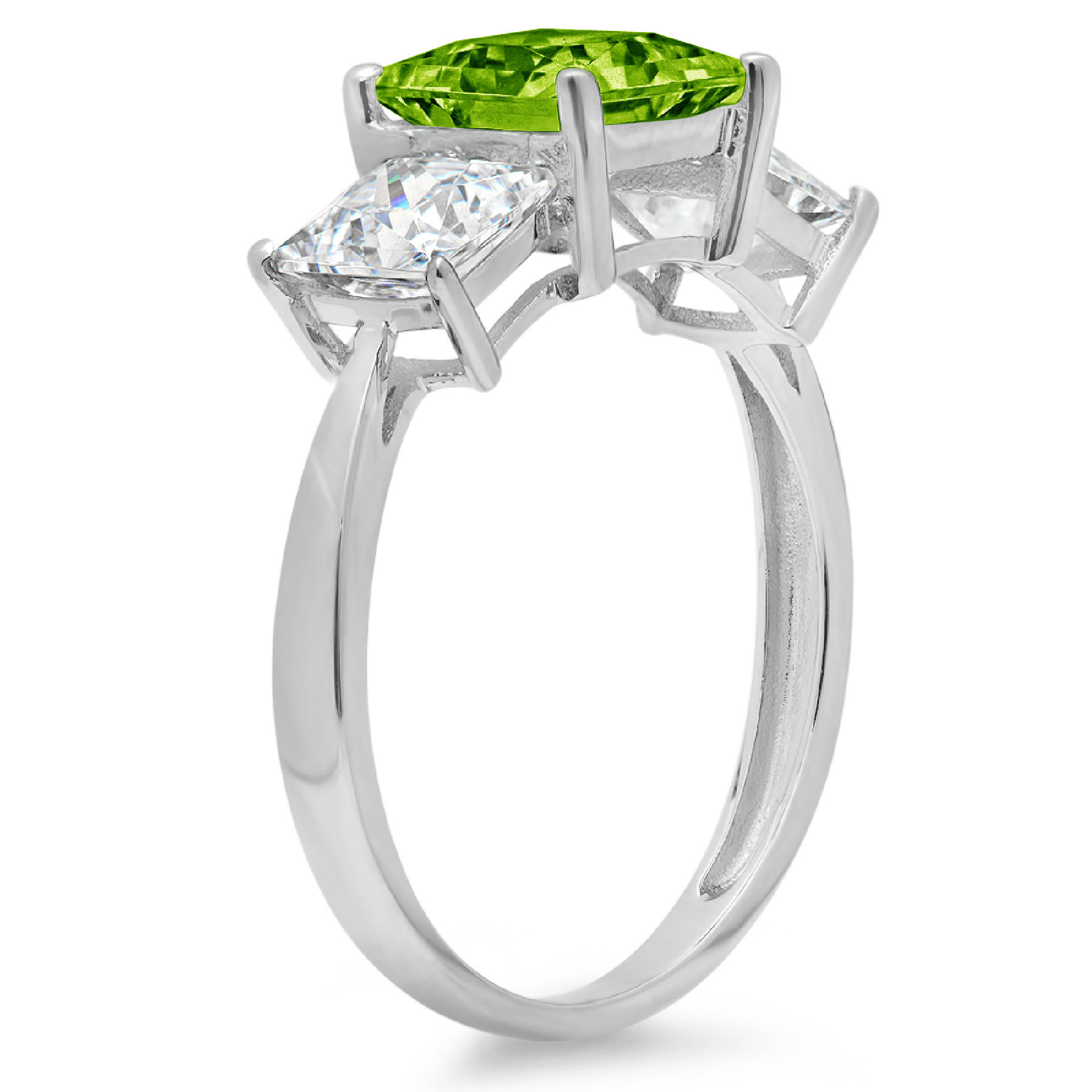 2.5 ct Princess Cut Natural Peridot Three-Stone Engagement Ring for ...
