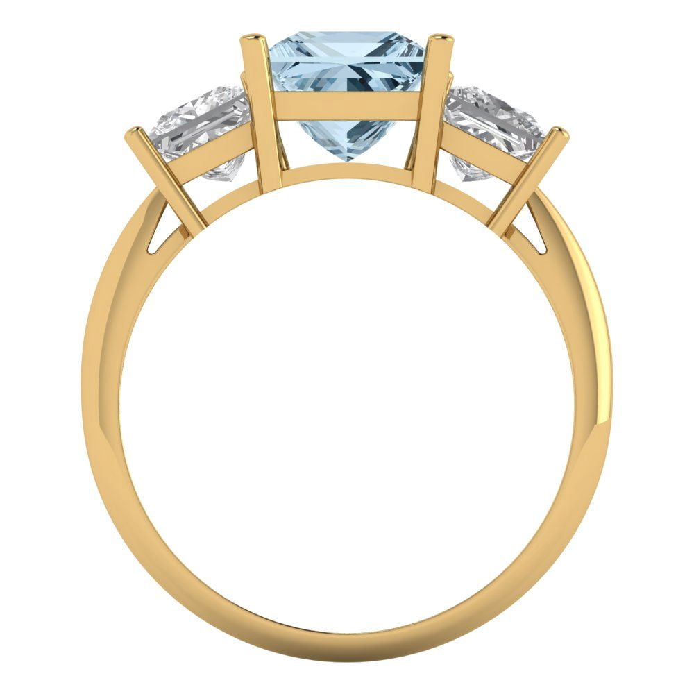 2.5 ct Princess Cut Natural Swiss Blue Topaz Three-Stone Engagement ...
