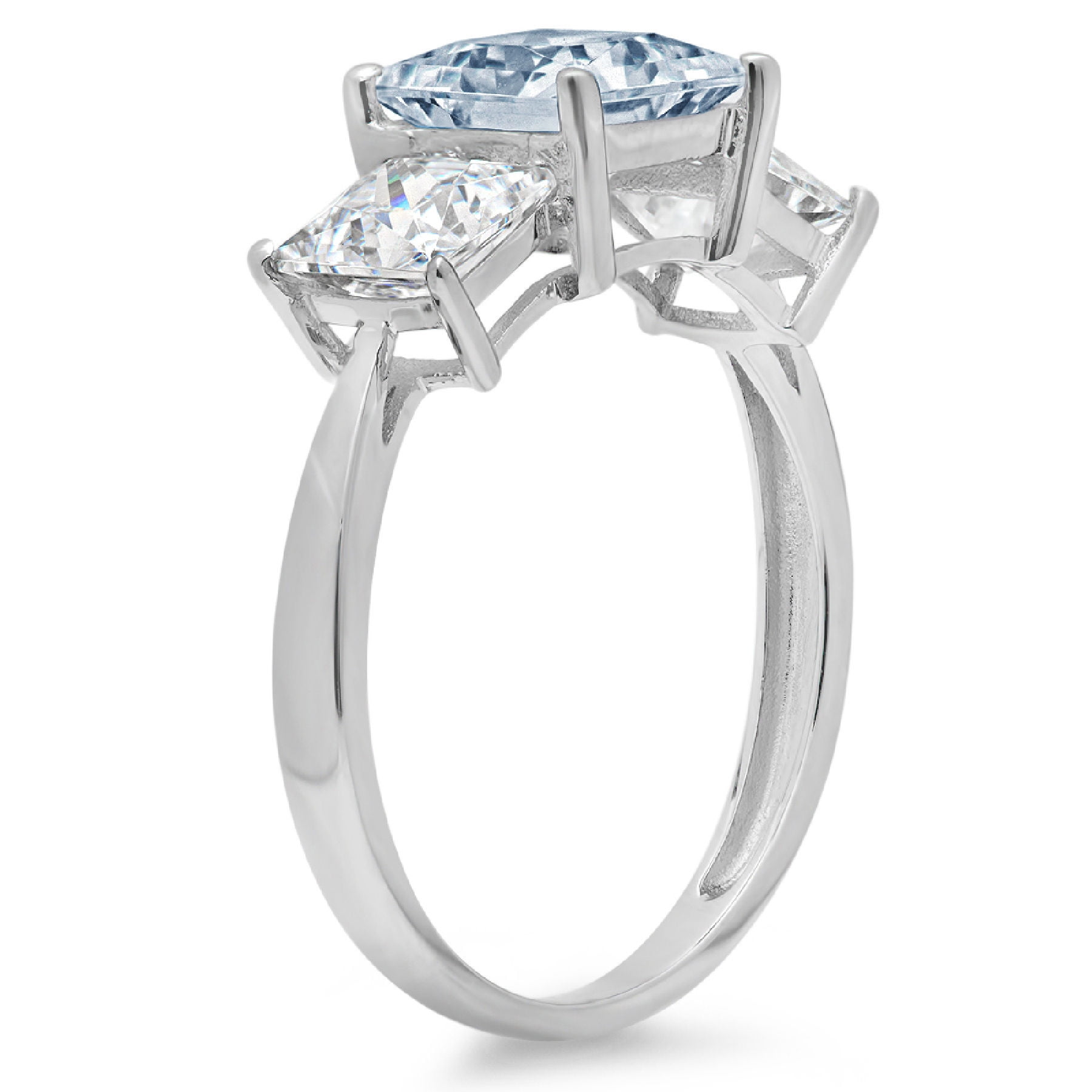 2.5 ct Princess Cut Simulated Blue Diamond Three-Stone Engagement Ring ...