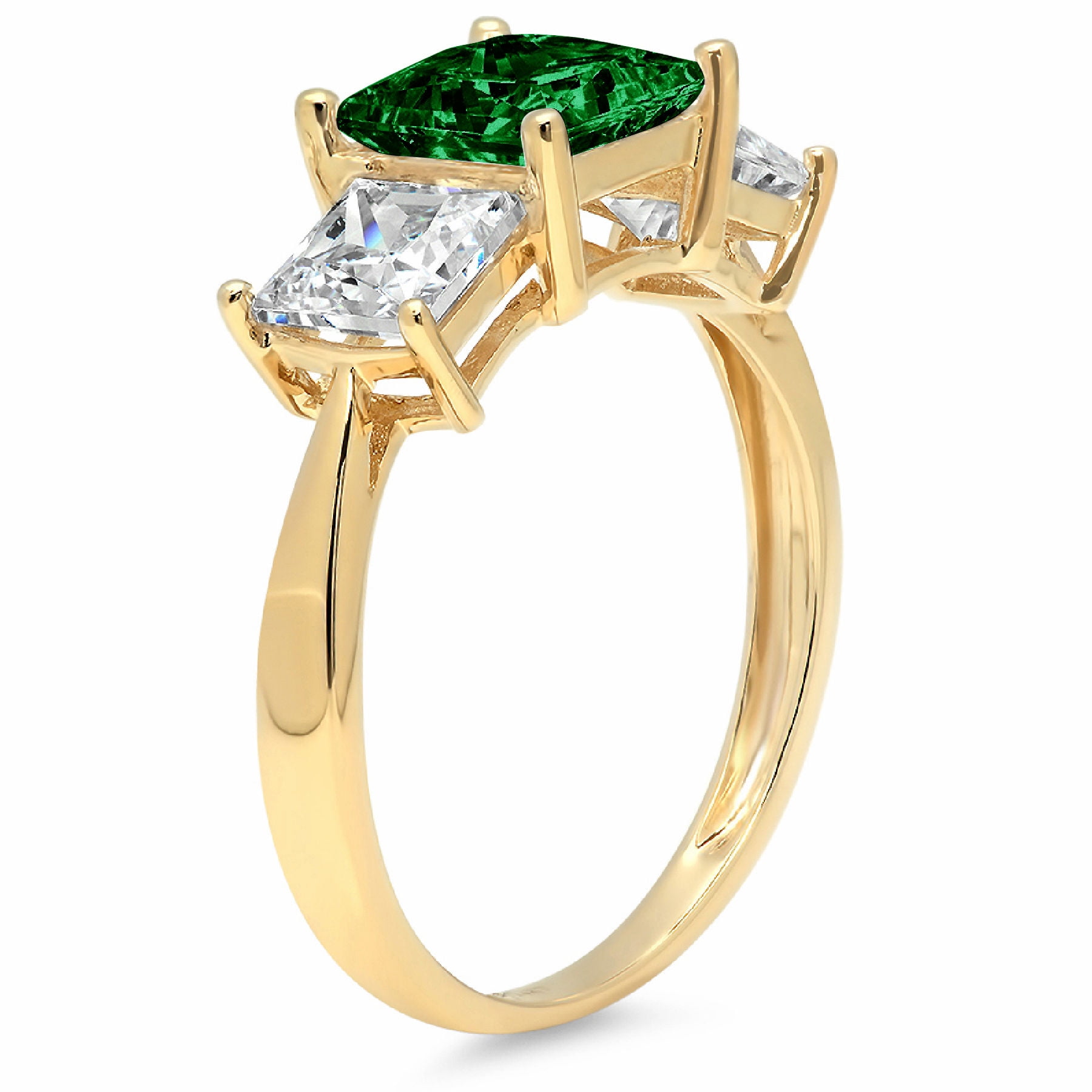2.5 ct Princess Cut Simulated Emerald Three-Stone Engagement Ring for ...