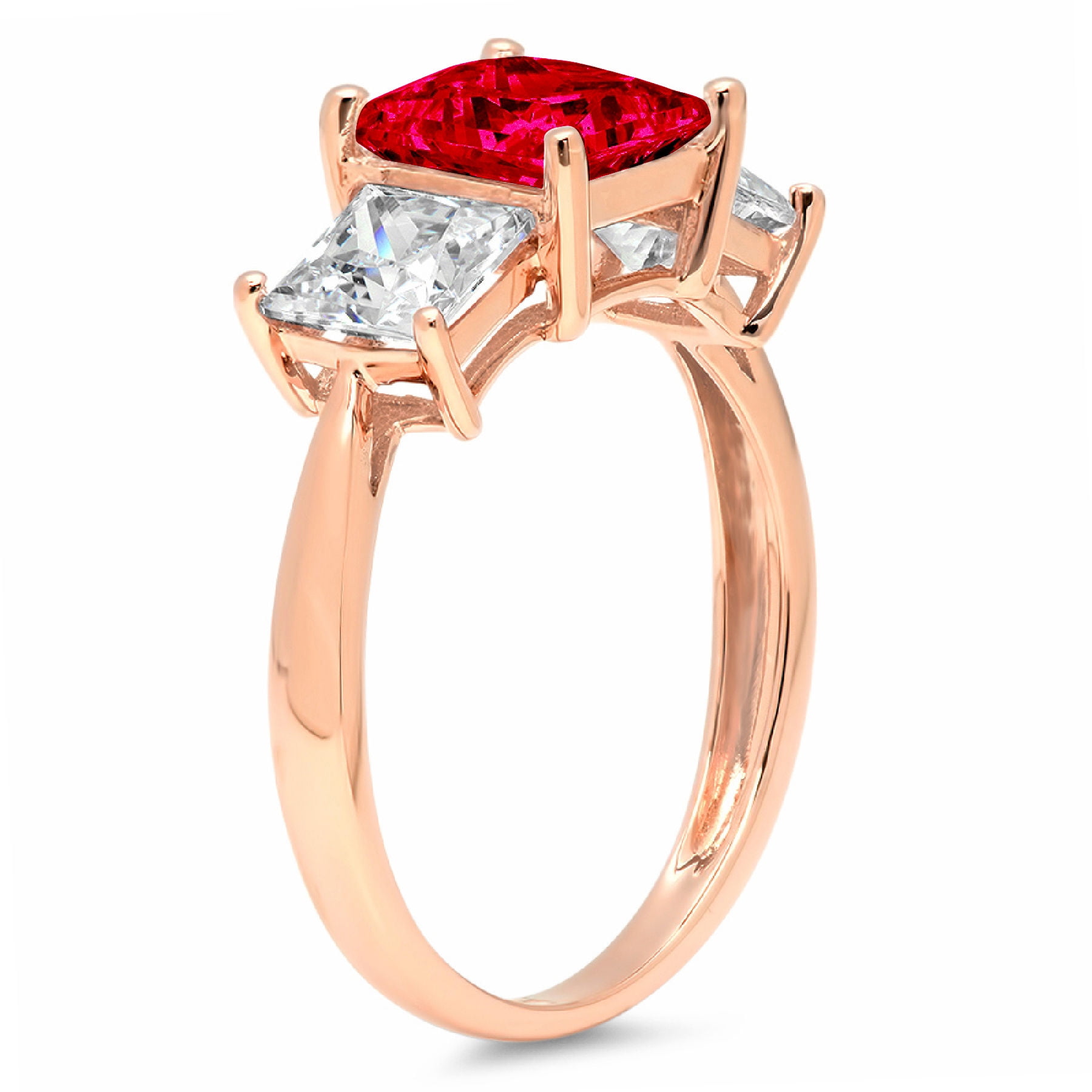2.5 ct Princess Cut Simulated Ruby Three-Stone Engagement Ring for ...