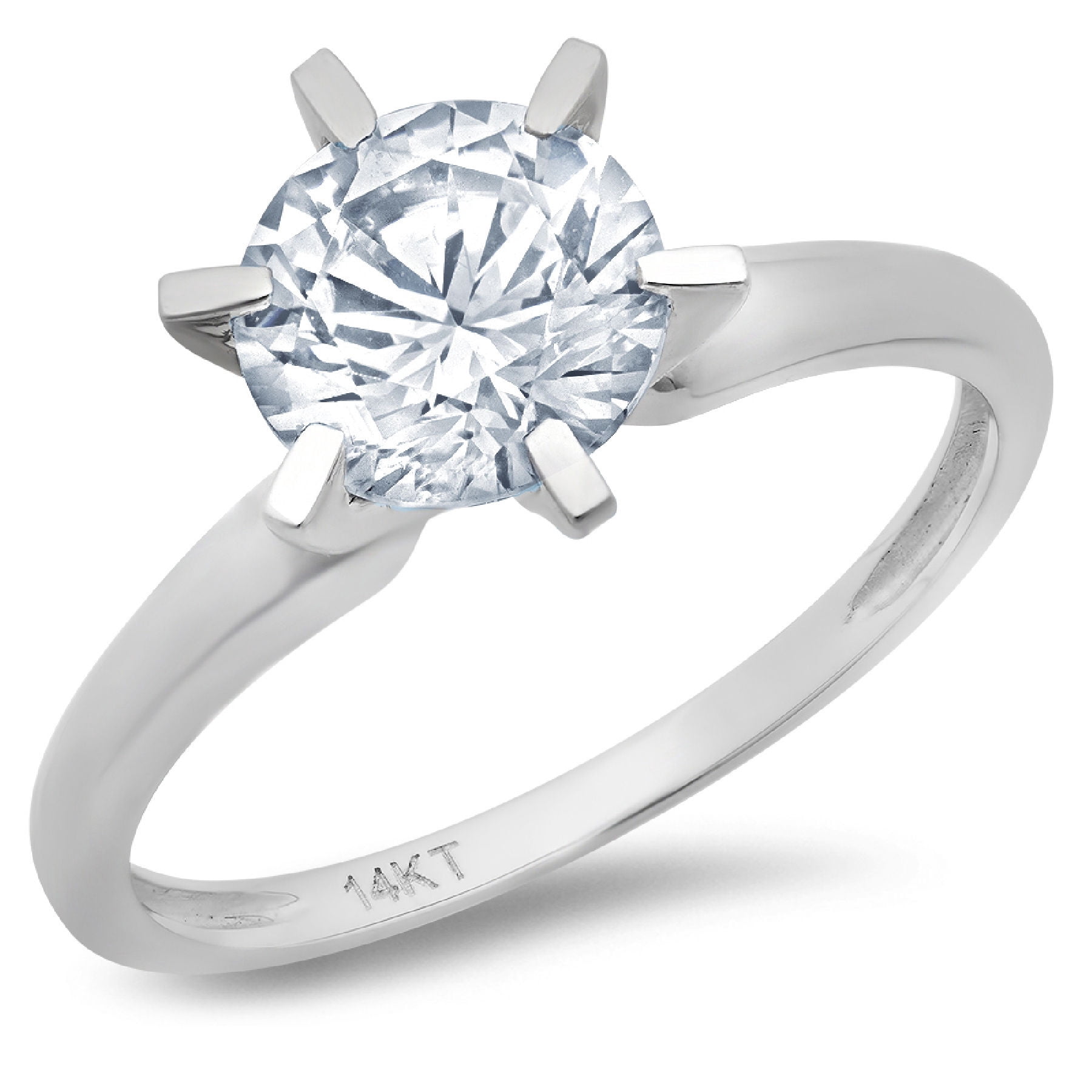 2.5 ct Round Cut Natural Aquamarine Solitaire 18K White Gold Womens ...