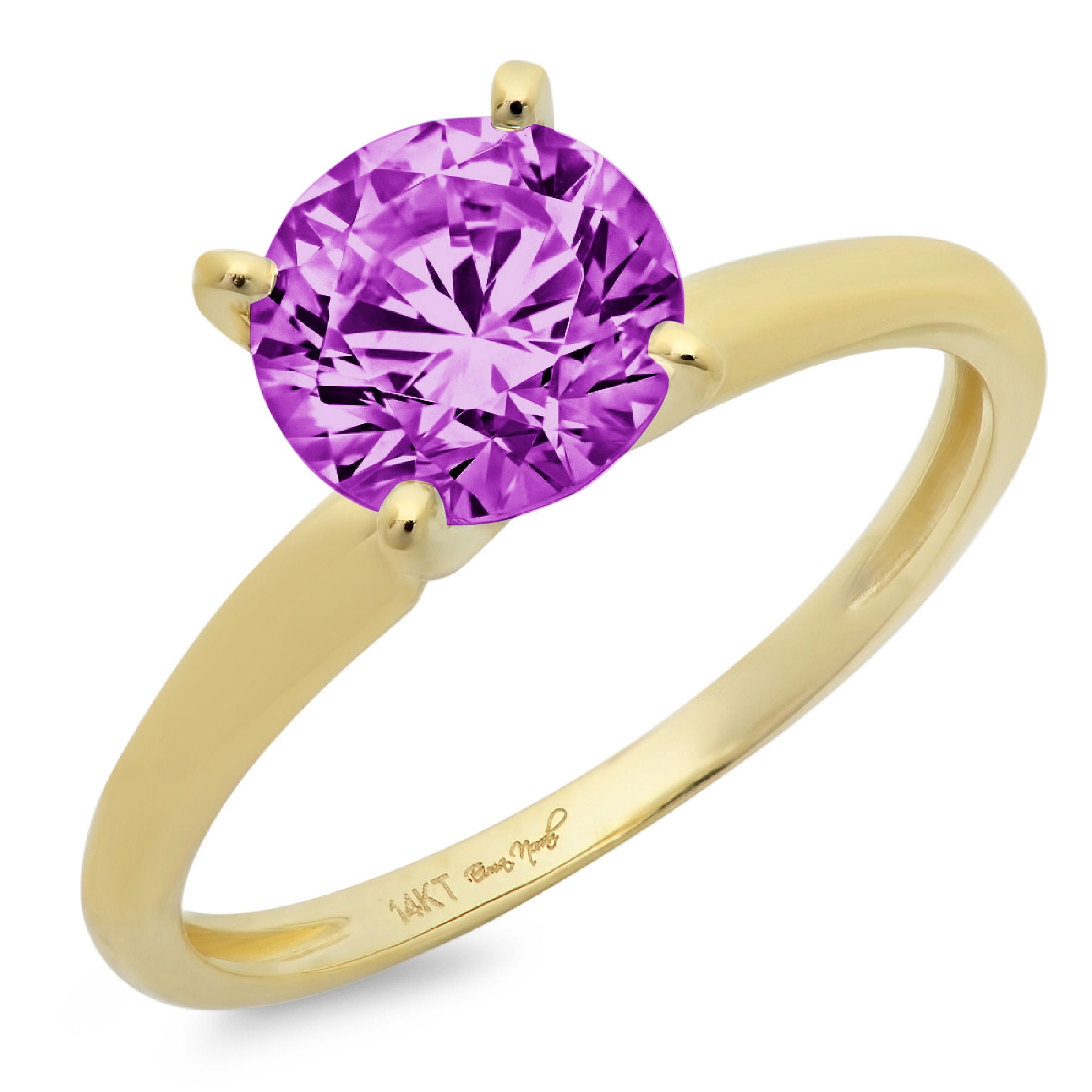 2.5 ct Round Cut Simulated Alexandrite Solitaire 18K Yellow Gold Womens ...