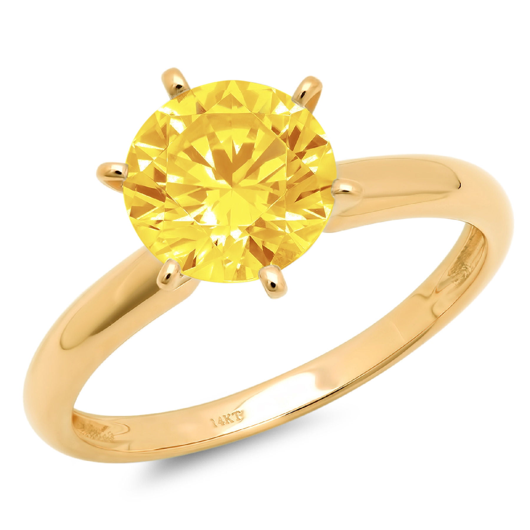 2.5 ct Round Cut Simulated Yellow Diamond Solitaire 18K Yellow Gold ...