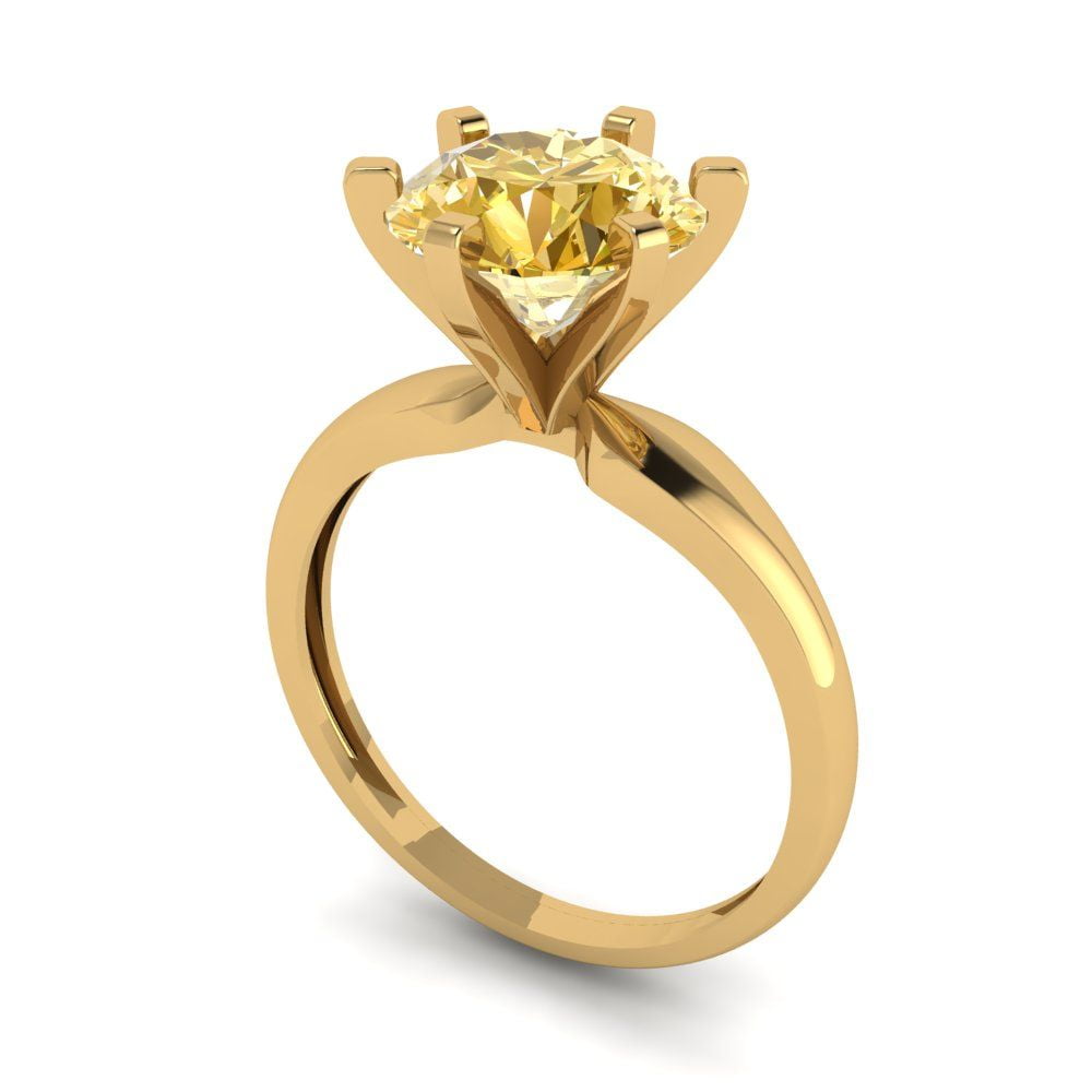 2.5 ct Round Cut Yellow Moissanite Solitaire Engagement Ring for Women ...