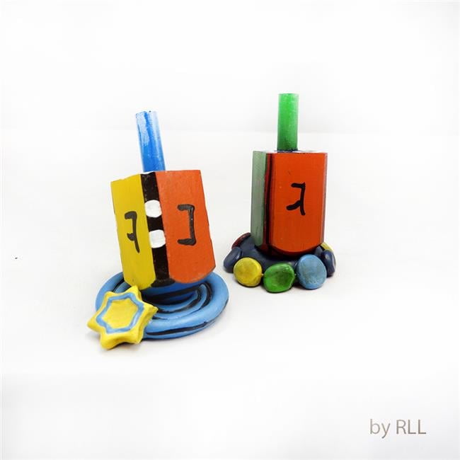 2.5 ft. Hand-Painted Wood Dreidel & Stand, Multicolor - Walmart.com