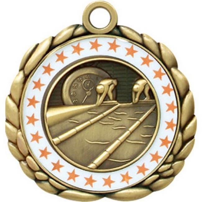 2.5 in. Quali Craft Medallion Medal Swimming - Antique Gold - Pack of ...