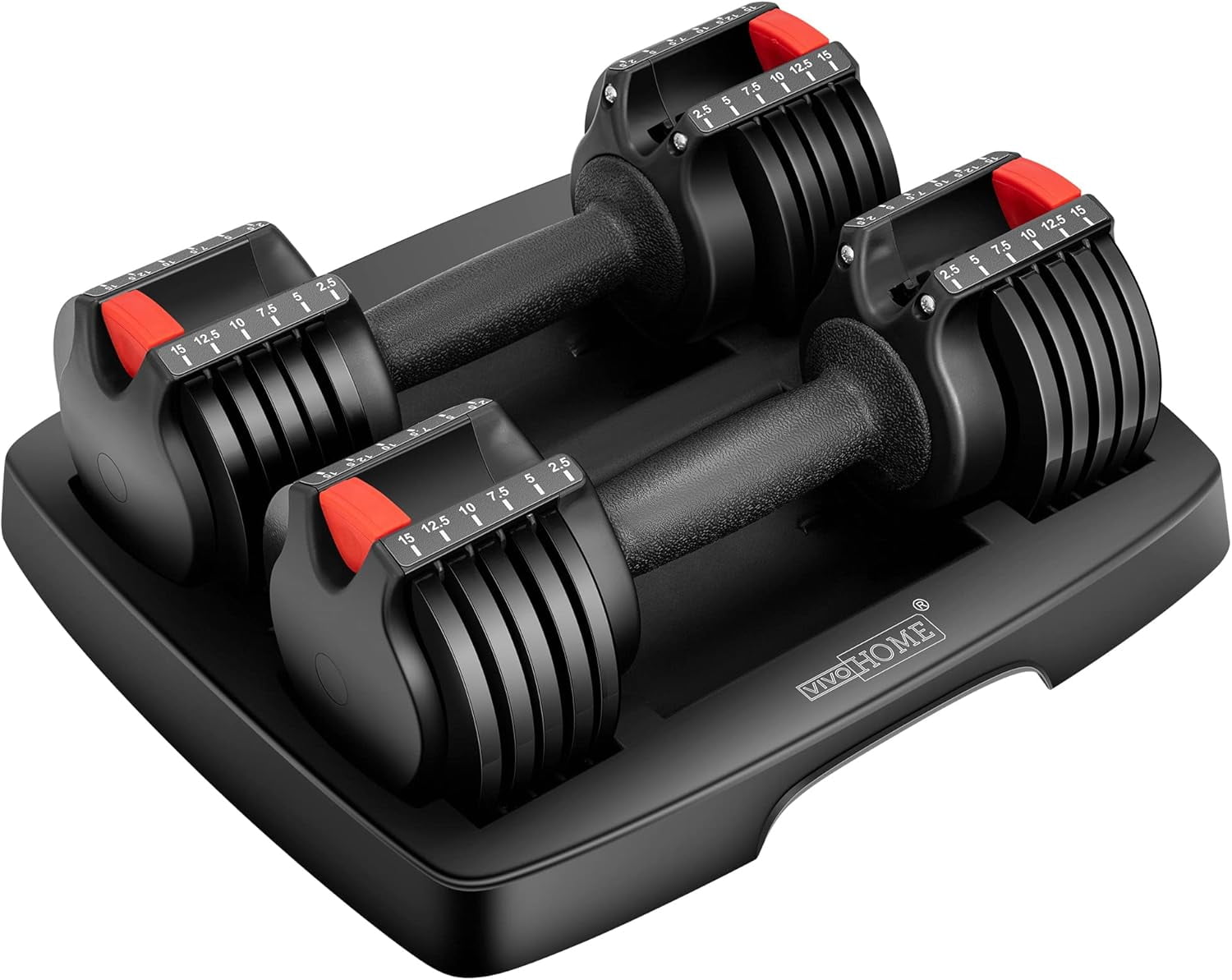 2.5 lbs to 15 lbs Adjustable Weights Dumbbells Set of 2 with Anti-Slip ...