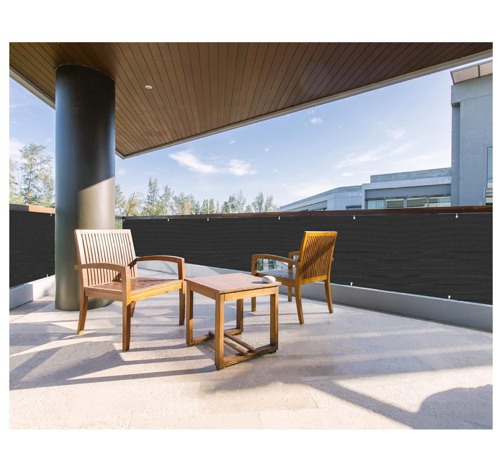 2.5' x 10' Black Balcony Screen Privacy Fence Cover UV Protection (HDPE ...