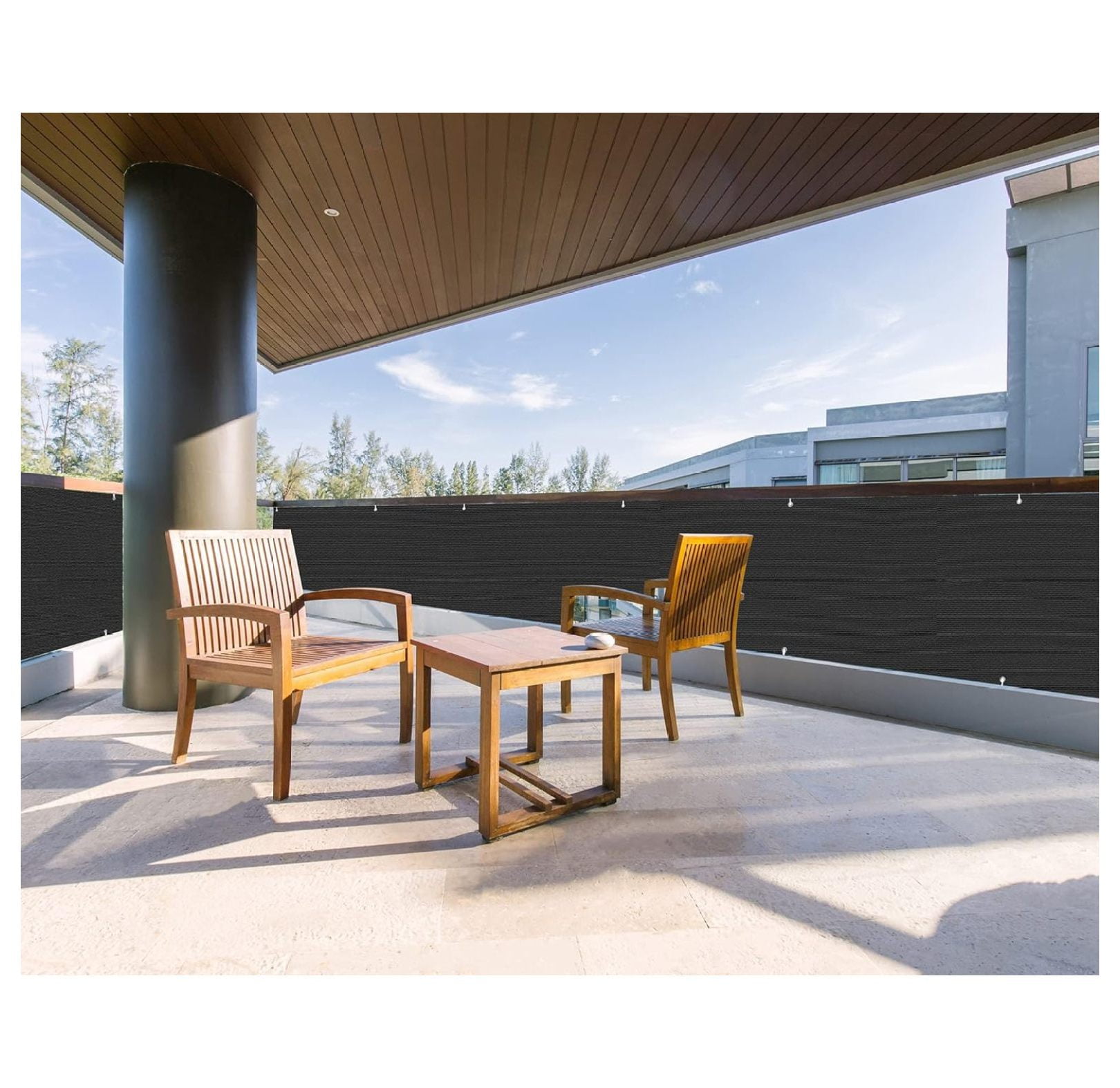 2.5' x 10' Black Balcony Screen Privacy Fence Cover UV Protection (HDPE ...