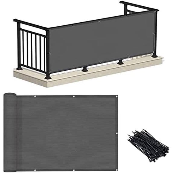 2.5' x 10' Dark Grey Balcony Screen Privacy Fence Cover UV Protection ...