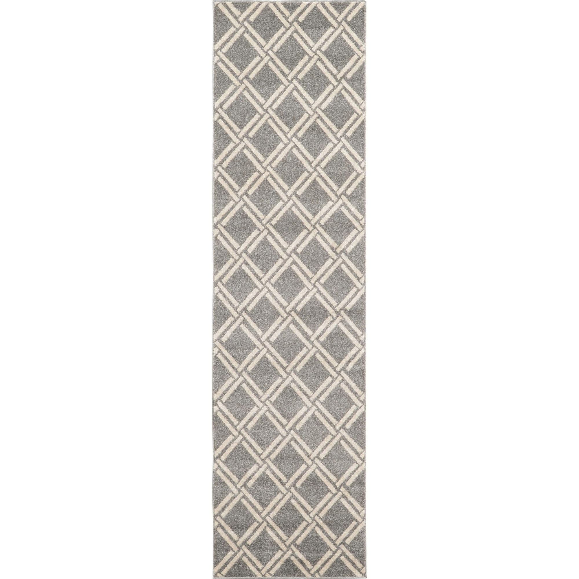 2.5' x 10' Gray and Beige Geometric Rectangular Rug Runner - Walmart.com