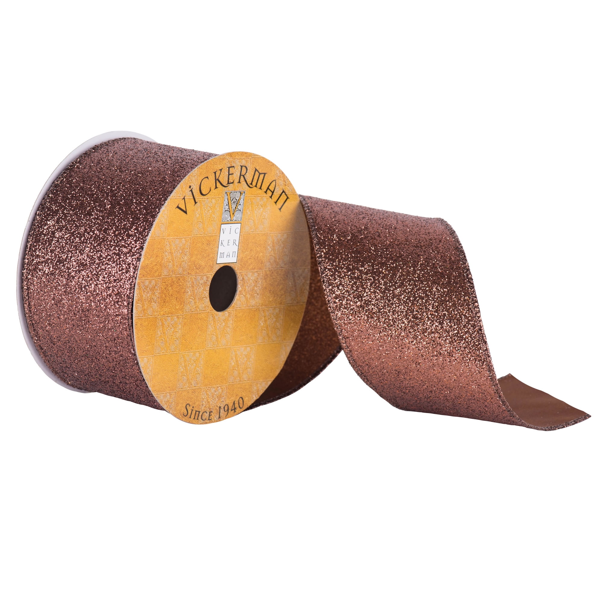 2.5" x 10yd Chocolate Glitter Wired - Walmart.com
