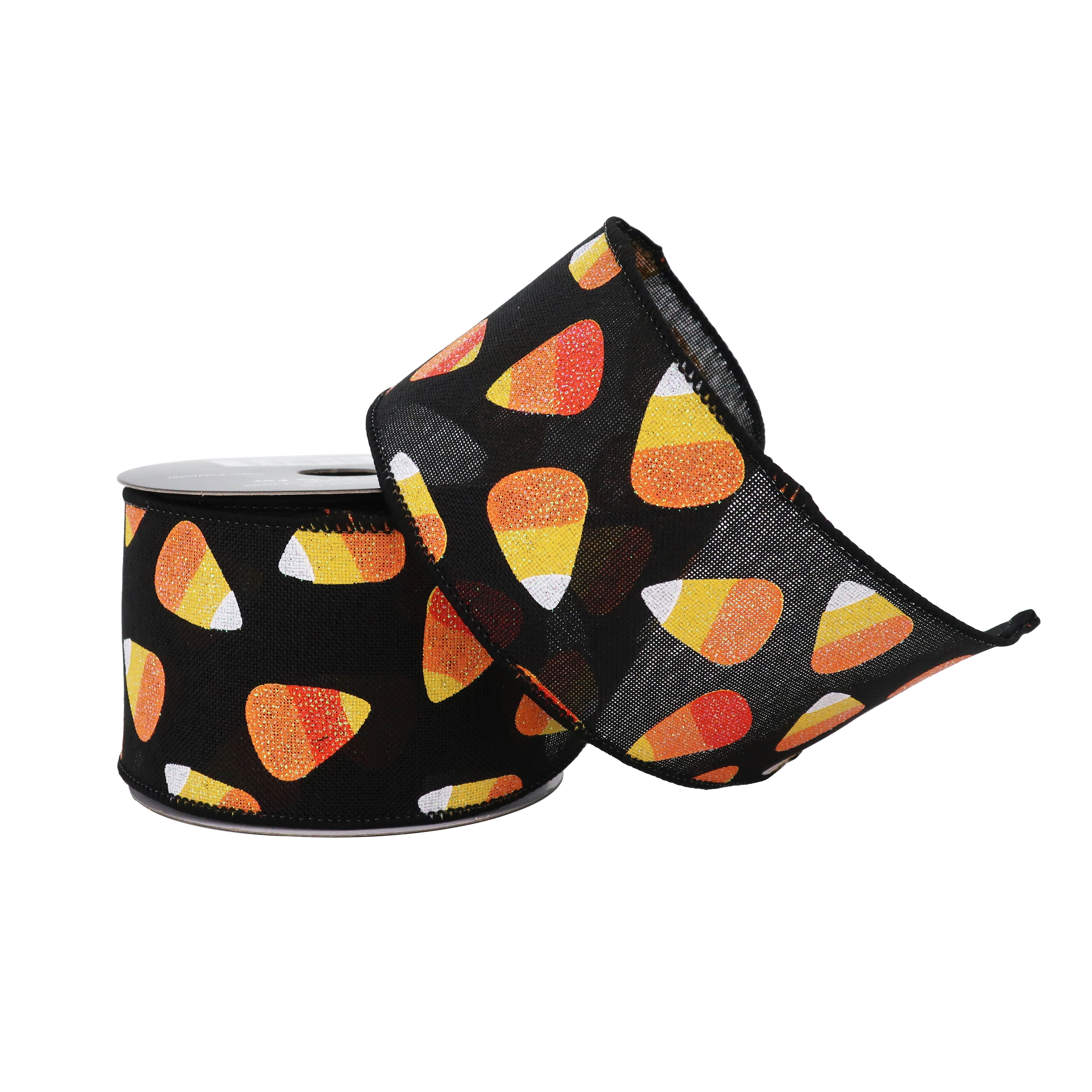 2.5" x 20ft. Candy Corn Wired Faux Linen Ribbon by Celebrate It ...