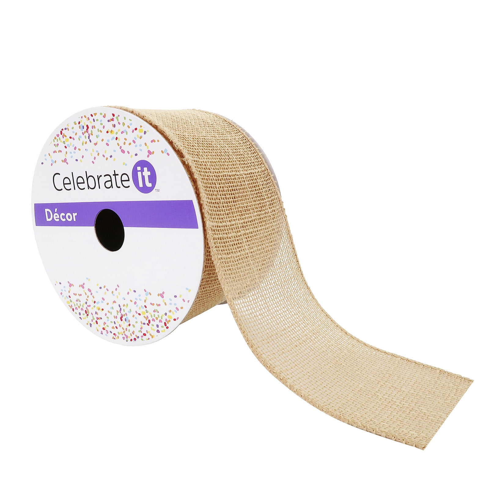 2.5" x 25ft. Faux Burlap Wired Textured Ribbon by Celebrate It Decor ...