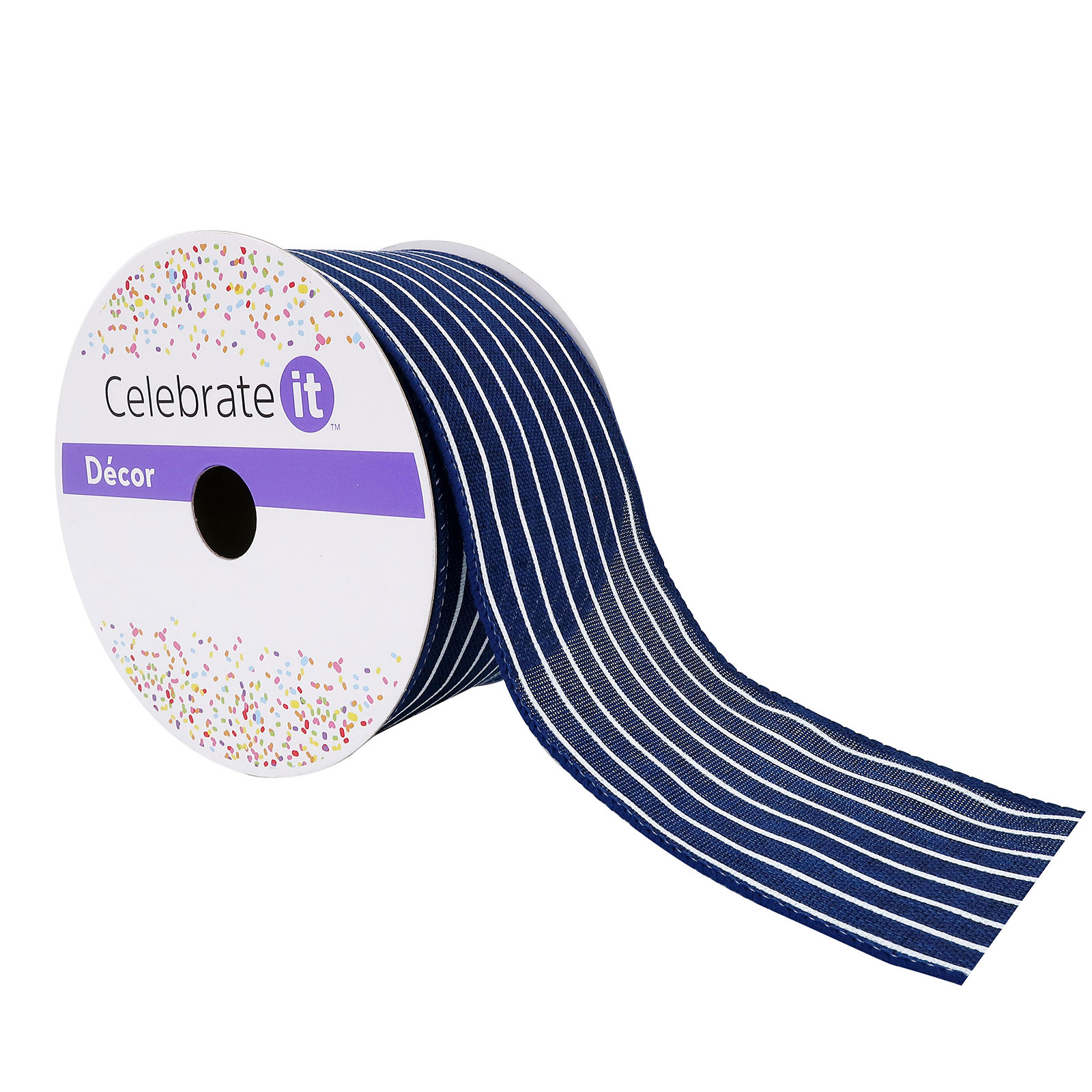 2.5" x 25ft. Faux Linen Wired Pinstripe Ribbon by Celebrate It™ Décor ...