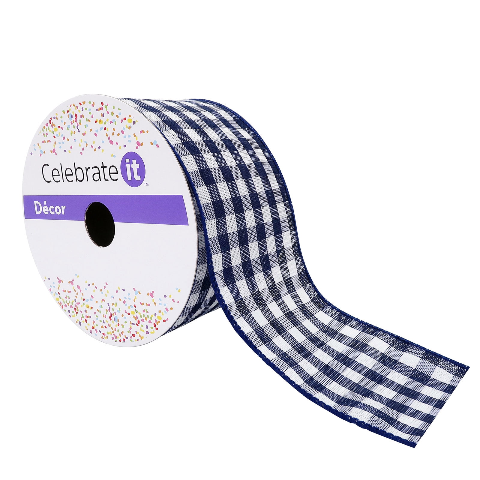 2.5" x 25ft. Wired Gingham Ribbon by Celebrate It™ - Walmart.com