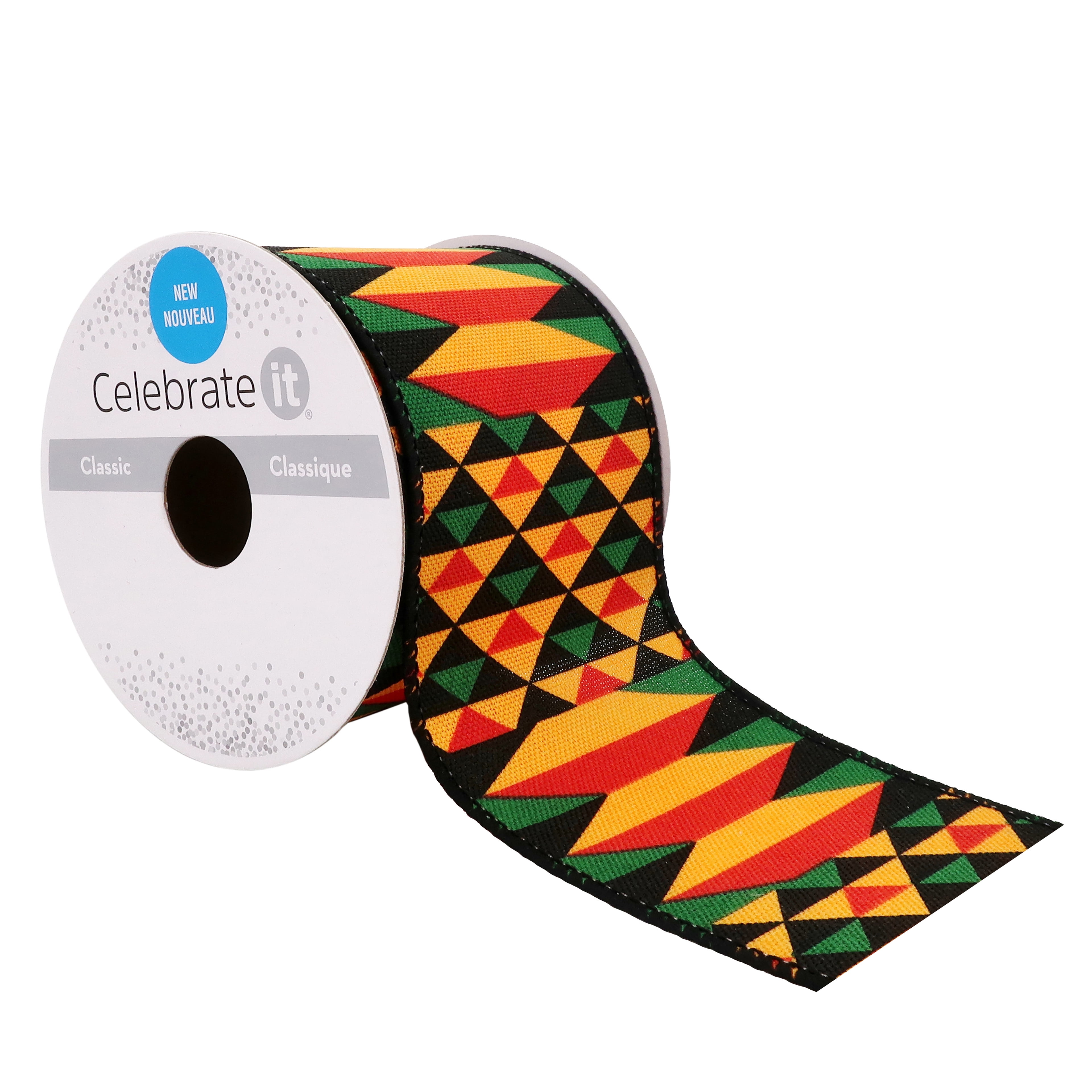 2.5" x 3yd. Faux Linen Wired Geometric Ribbon by Celebrate It ...