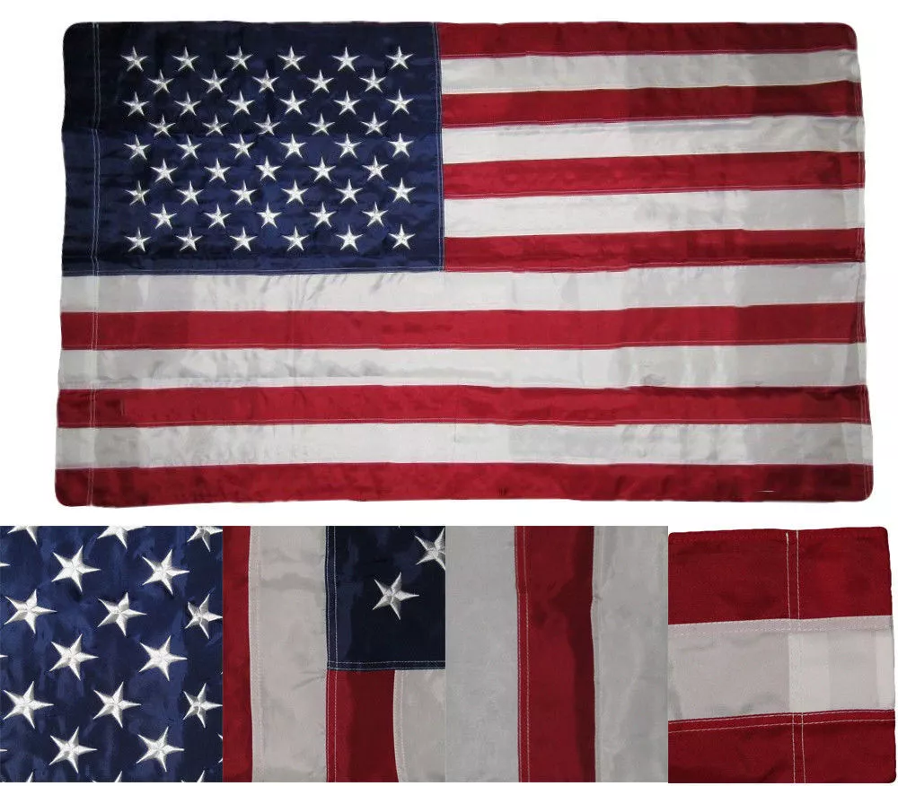 2.5 x 4 Embroidered A American Pole Sleeve Nylon Flag 2.5'x4' HEAVY ...
