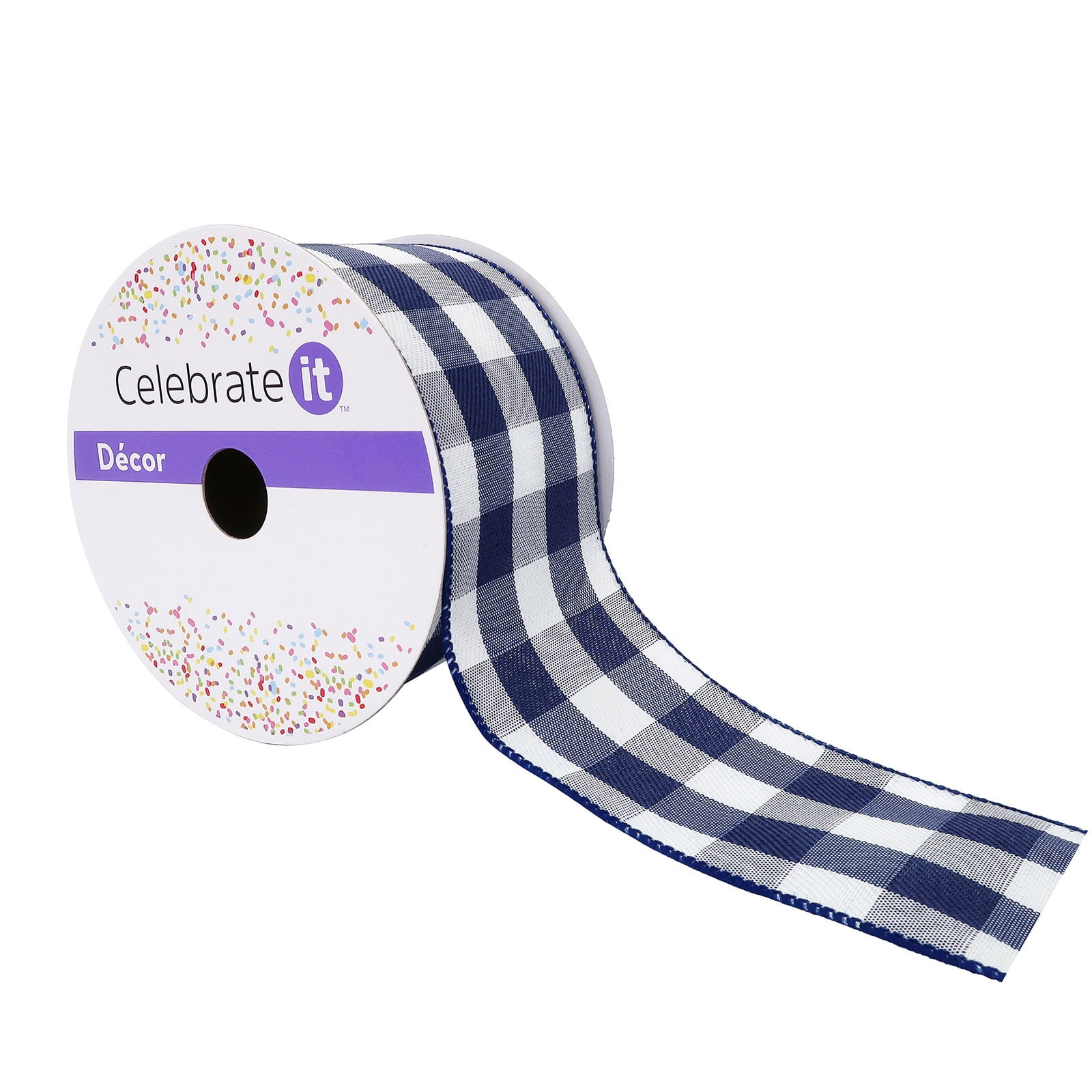 2.5" x 8.3yd. Wired Gingham Ribbon by Celebrate It™ Décor - Walmart.com