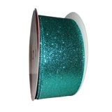 2.5" x 80 feet, Turquoise Glitter Wired Ribbon - Walmart.com