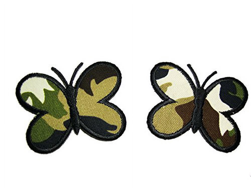 2.5"x2" Camouflage Military Butterfly Iron On Applique Motif Patch Sold ...