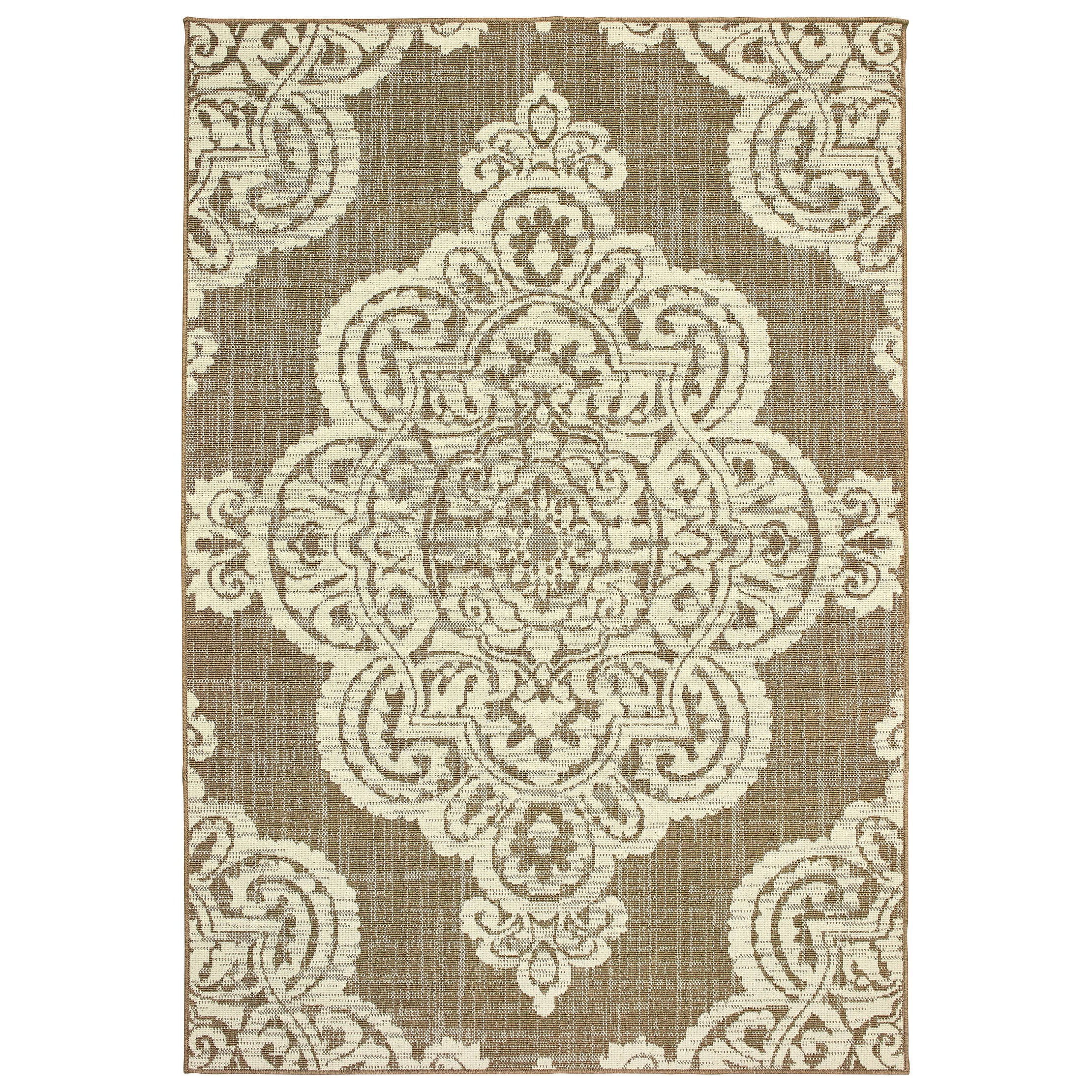 2'5"x4'5" Madeline Overscale Medallion Patio Rug Tan/Ivory - Walmart.com