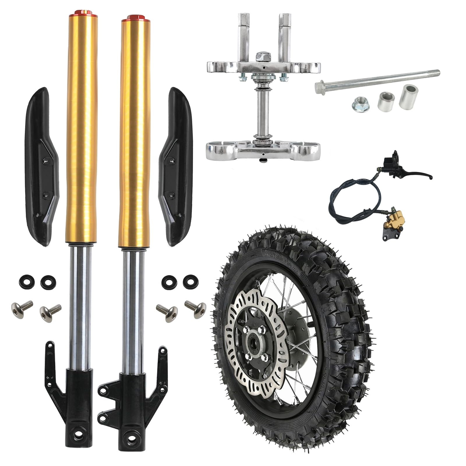 2.50-10 Dirt Bike Tire Rim Wheel Assembly Kit with 630mm Front Forks ...
