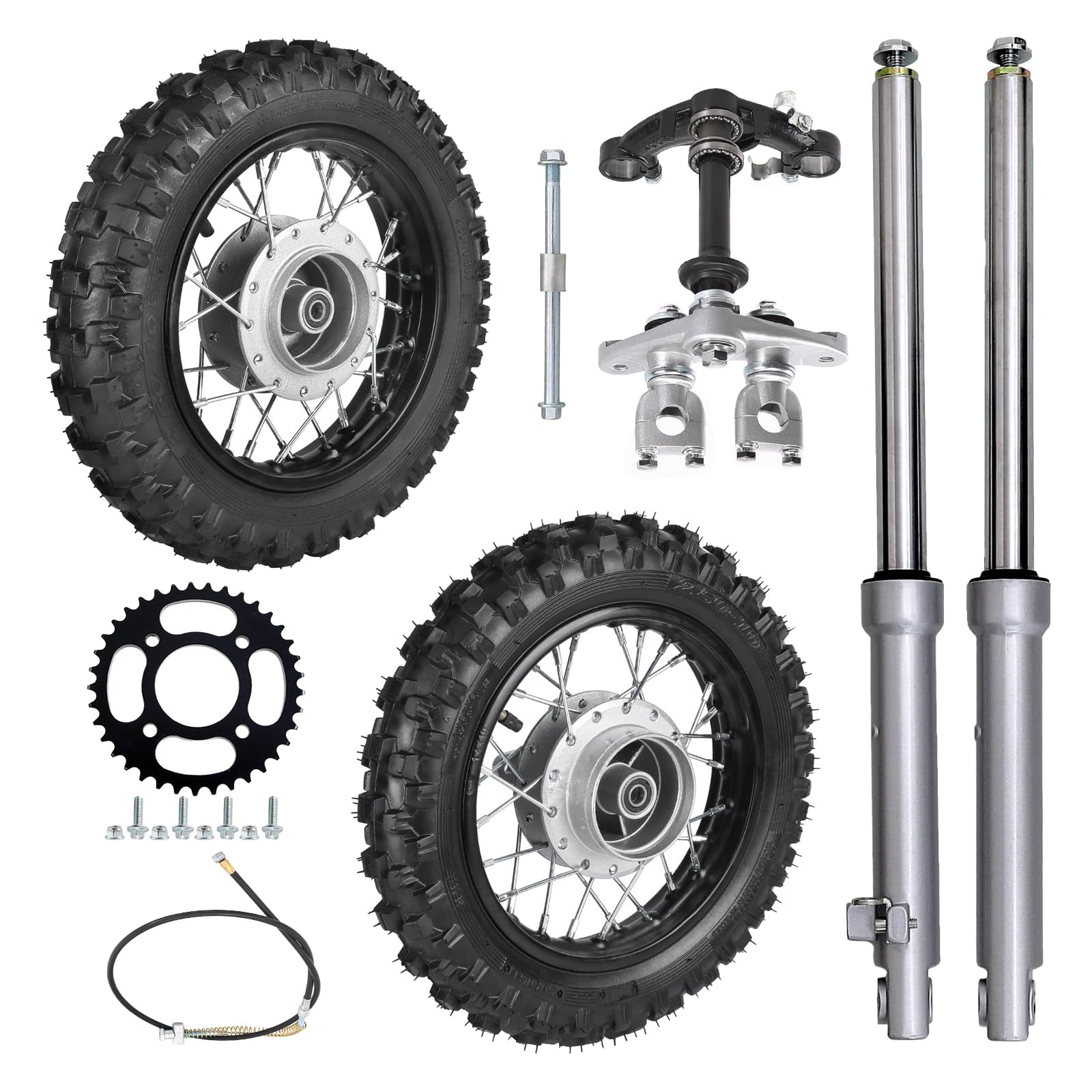 2.50-10 Front & Rear Wheels Rims Tires Assembly 2.5-10 Drum Brake ...