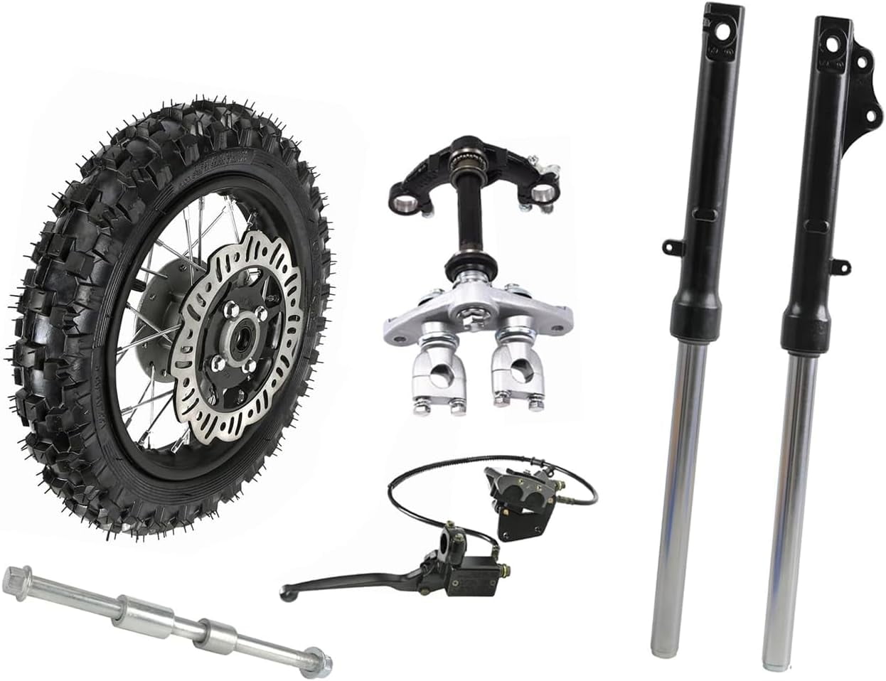 2.50-10 Front Wheel Tire, 2.50x10 Wheel Rim Tire Assembly12mm Bearing & 520mm Front Suspension ...