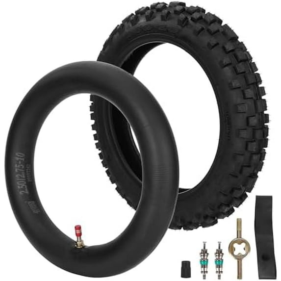 2.50-10 Tire and Inner Tube with TR4 Valve Stem for CRF50/XR50 DRZ70/JR50 PW50 Coolster QG-210 ...