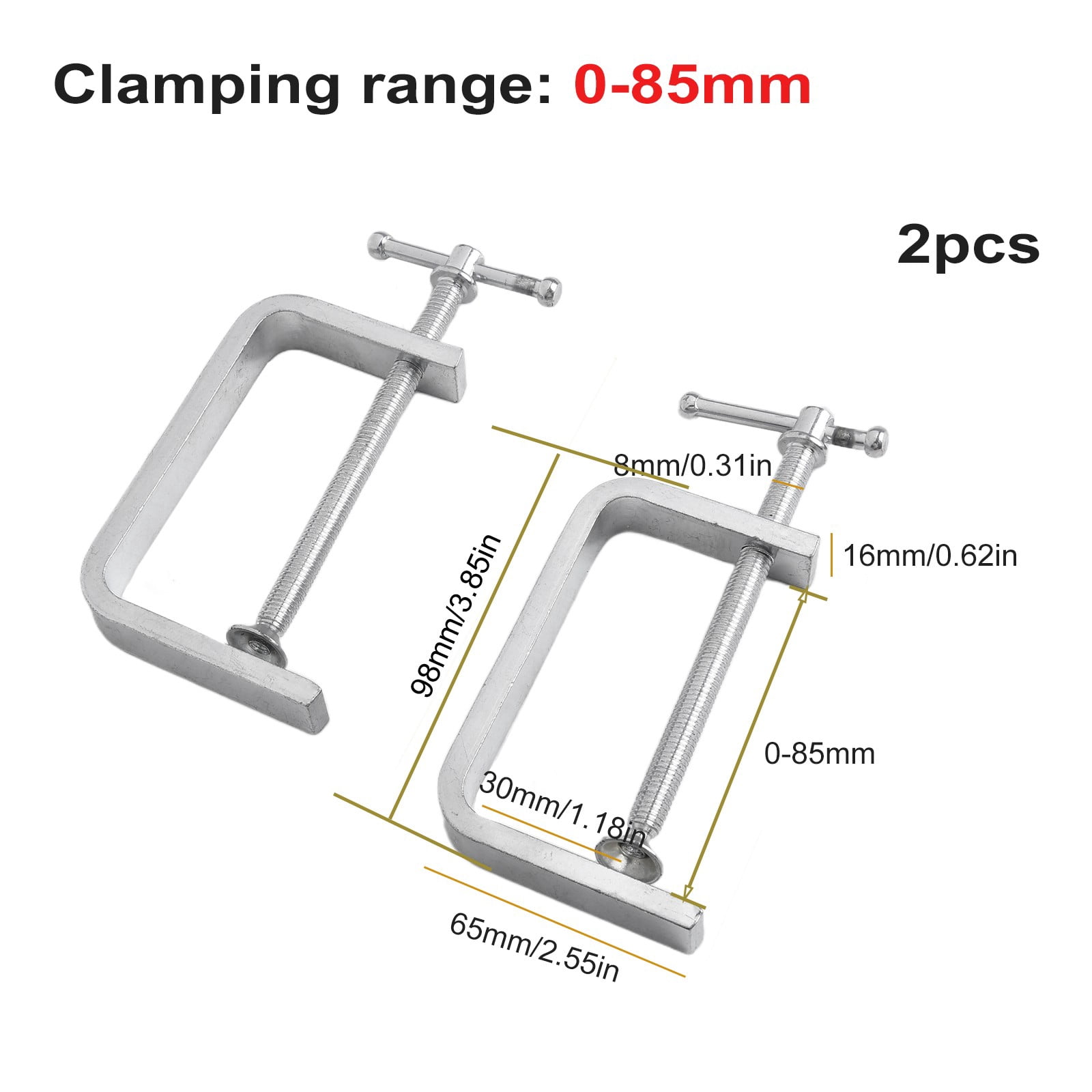 2 50-100mm Woodworking Clamps C-type G-type Clamps Fixing Clamps Wood ...