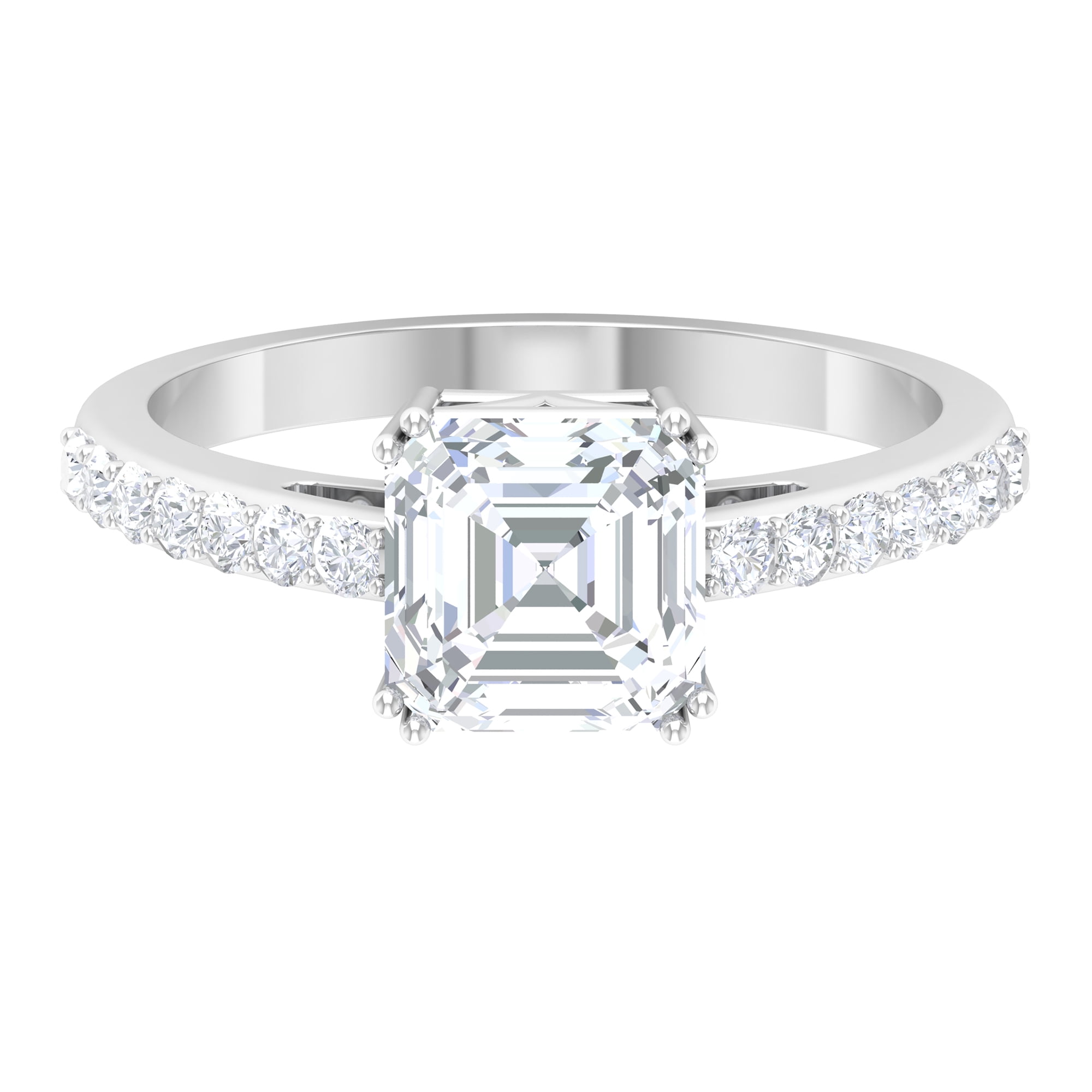 2.50 CT Asscher Cut Moissanite Solitaire Engagement Ring for Women with ...
