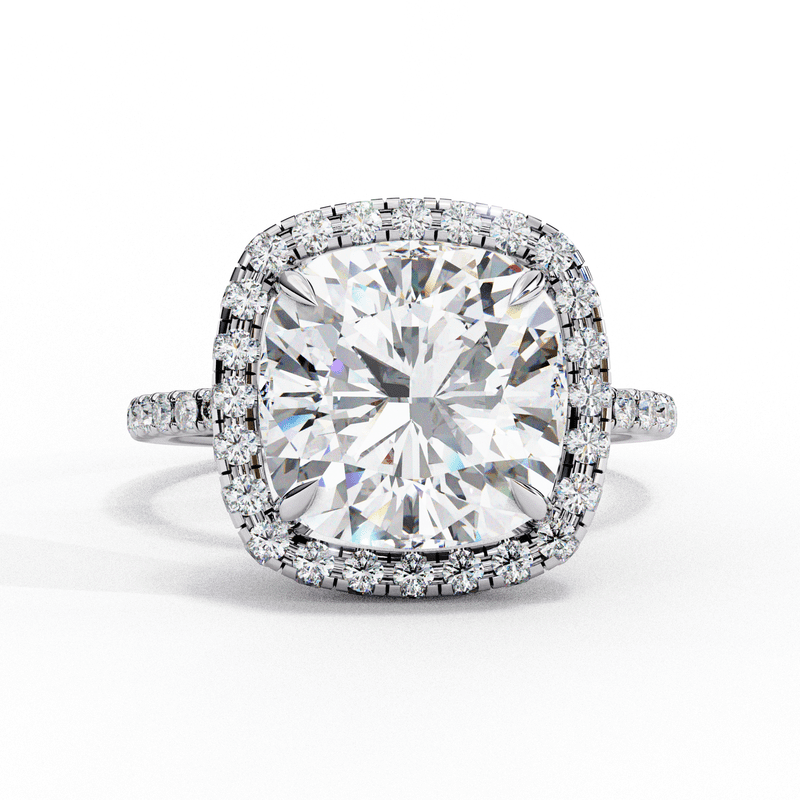 2.50 CT Cushion Shape Lab Created Diamond Ring Halo With Pave Set ...