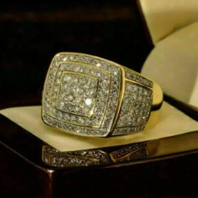 2.50 CT Lab Created Diamond 14k Yellow Gold Plated Men's Wedding Band ...