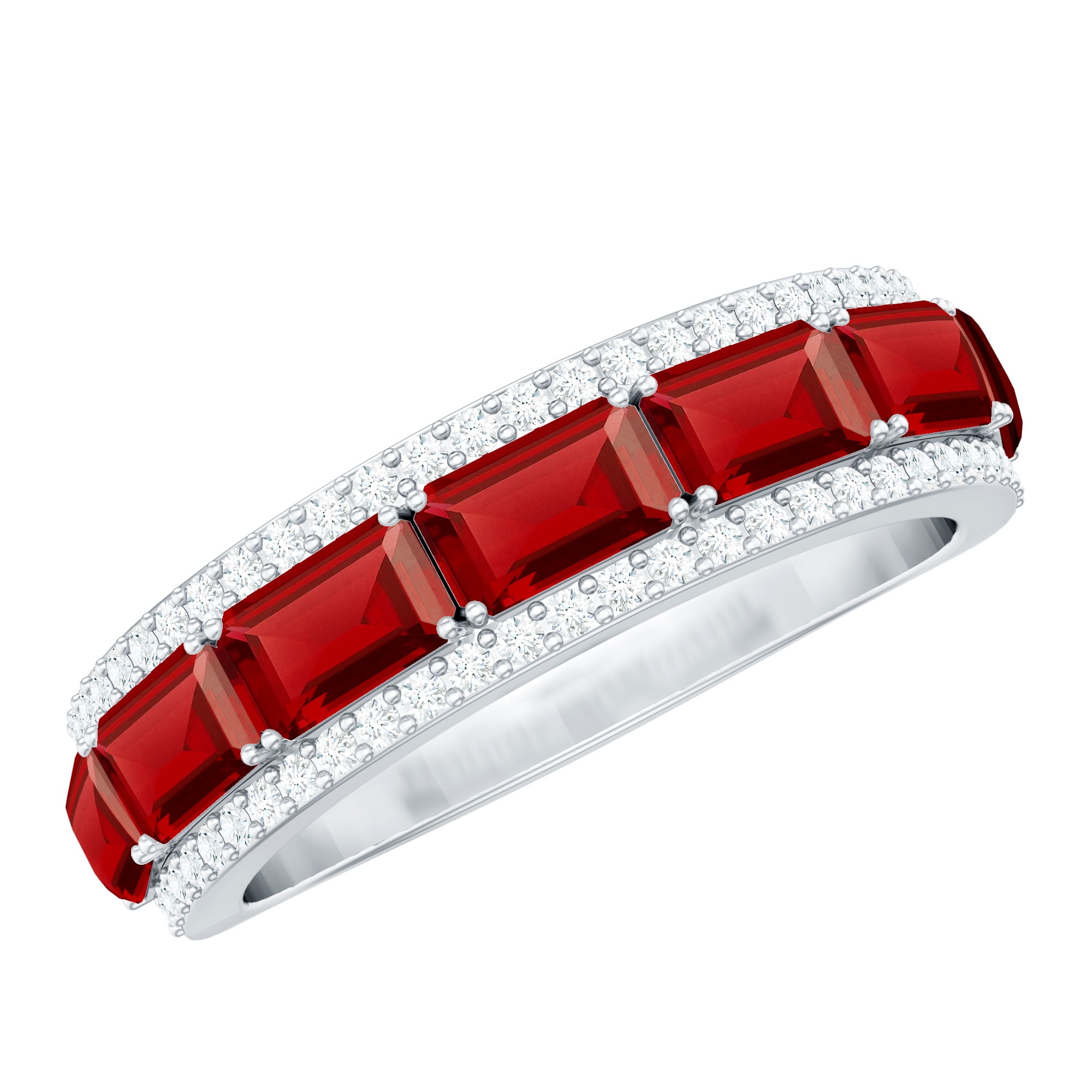 Rosec Jewels 2.50 CT Lab Created Ruby Anniversary Ring with Diamond for ...