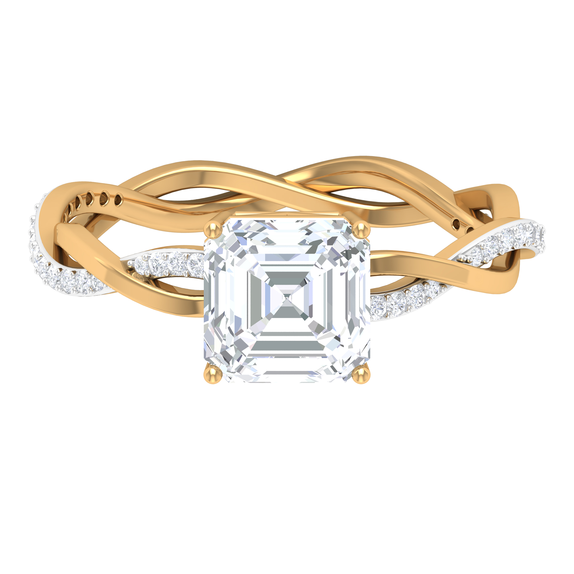2.50 CT Moissanite Engagement Ring for Women, 7 MM Asscher Cut Moissanite Ring, Braided Gold ...