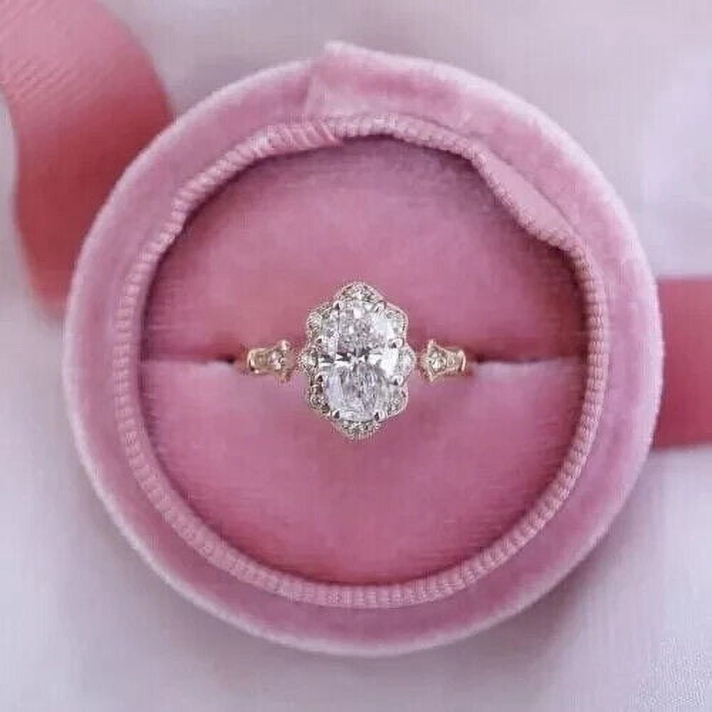 2.50 CT Oval Cut Lab Created Diamond Halo Engagement Ring 14k Yellow ...