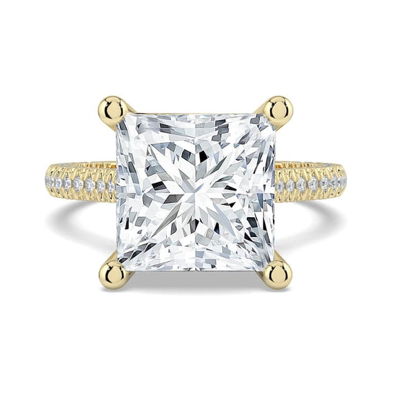 2.50 CT Princess Cut Cathedral with Hidden Halo and Diamond Pave Band 4 ...