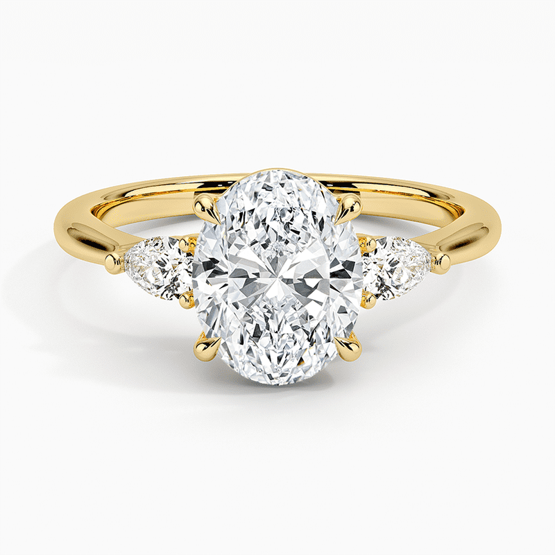 2.50 CTW Oval Cut Three Stone Lab Grown Diamond Engagement Ring Side ...