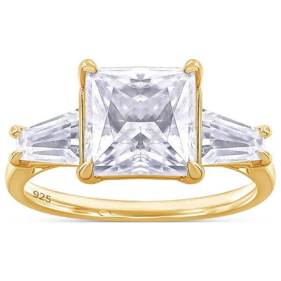2.50 Carat 7MM Princess & Tapered Cut Lab Created Moissanite Diamond 3 ...
