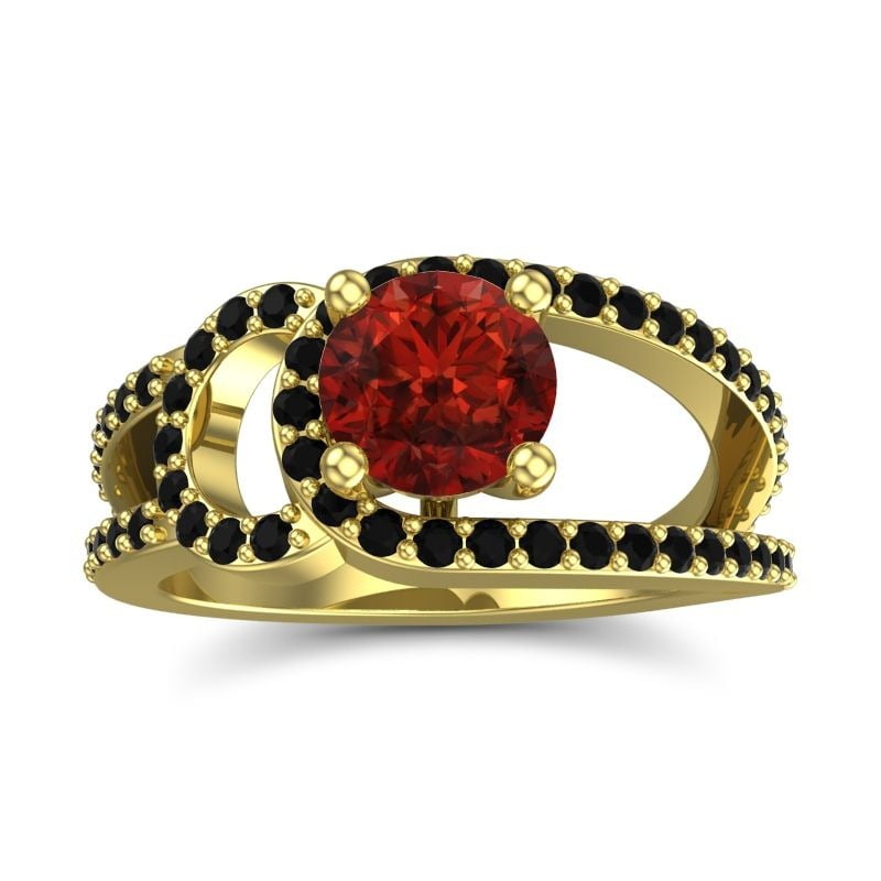 2.50 Carat Elegant Round Cut Garnet & Black Onyx Gemstone Ring Perfect ...