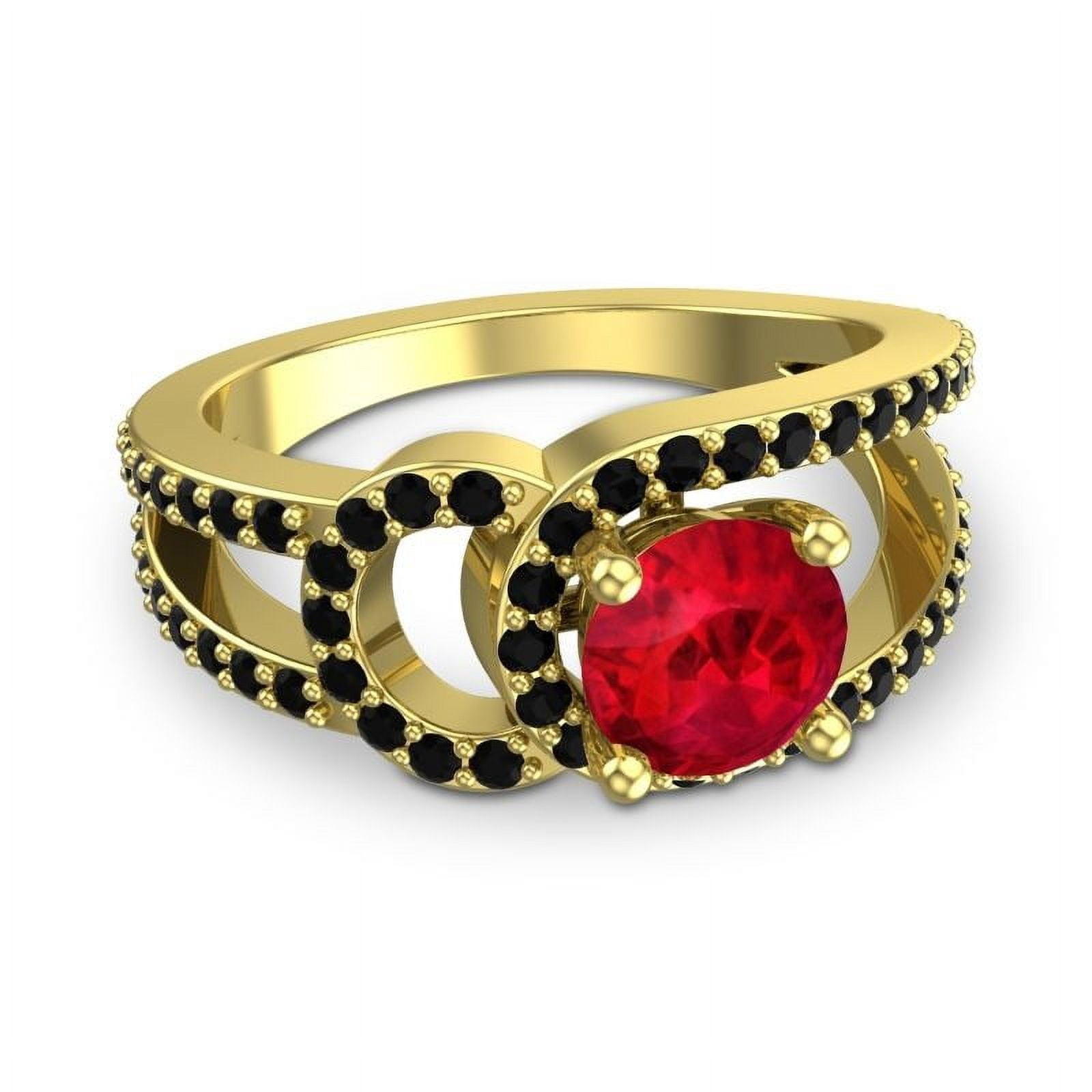 2.50 Carat Elegant Round Cut Red Ruby & Black Onyx Gemstone Wedding ...