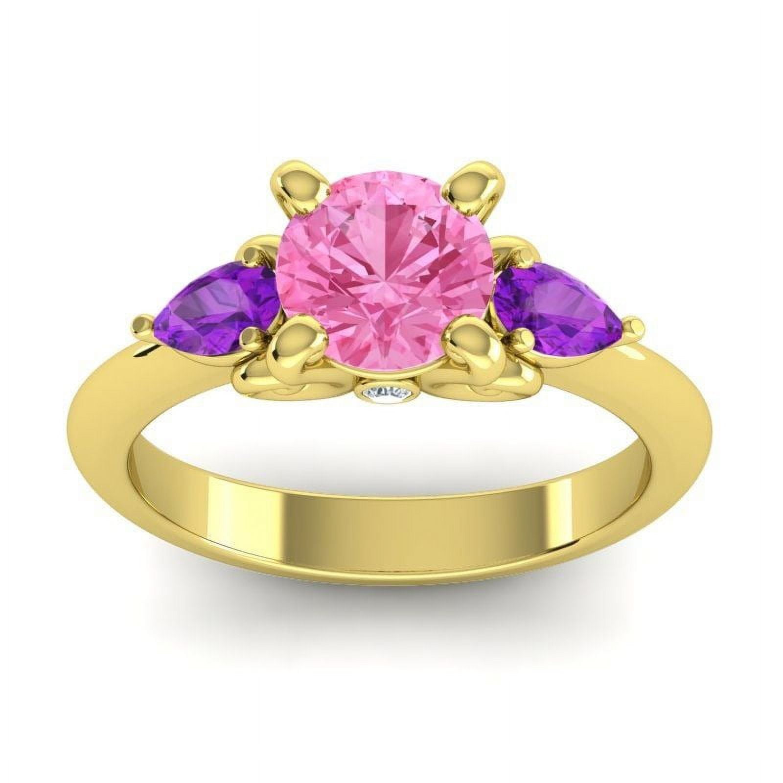 2.50 Carat Elegant Round Shape Pink Sapphire & Amethyst Gemstone ...