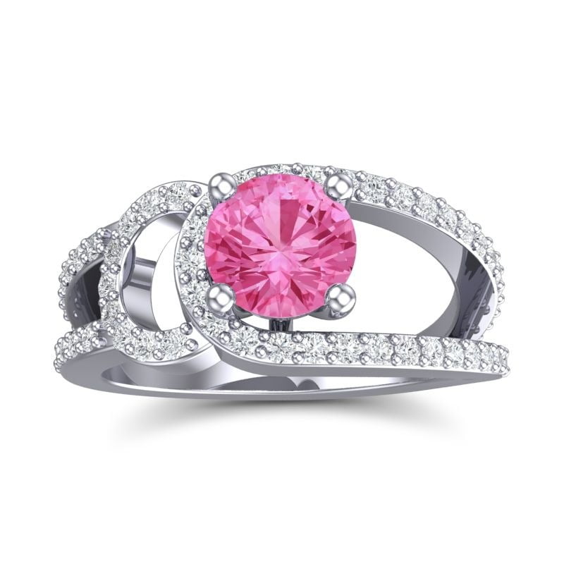 2.50 Carat Round Cut Natural Diamond & Pink Sapphire Gemstone Unique ...