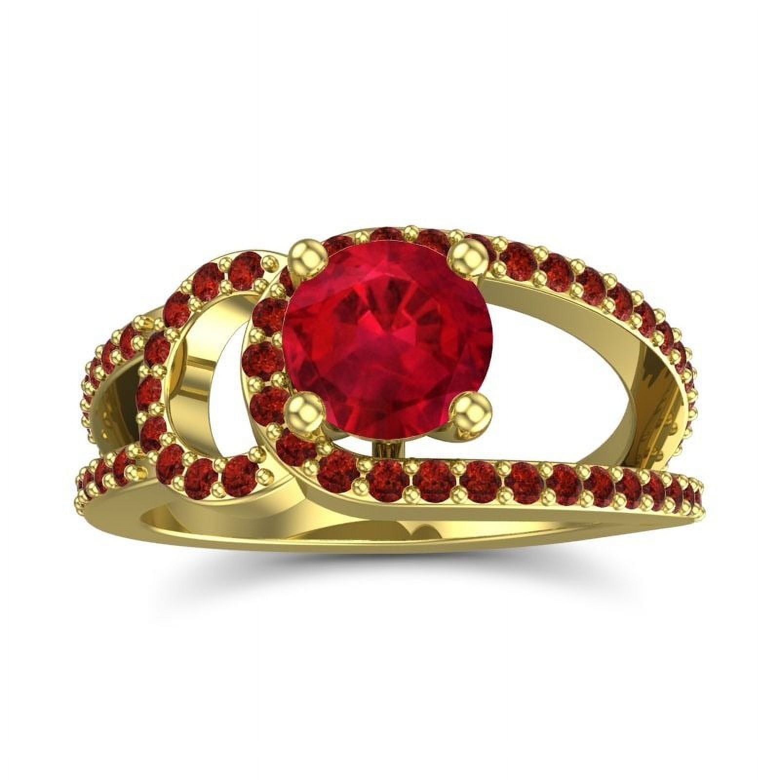 2.50 Carat Round Cut Red Ruby & Garnet Gemstone Unique Bridal Ring for ...