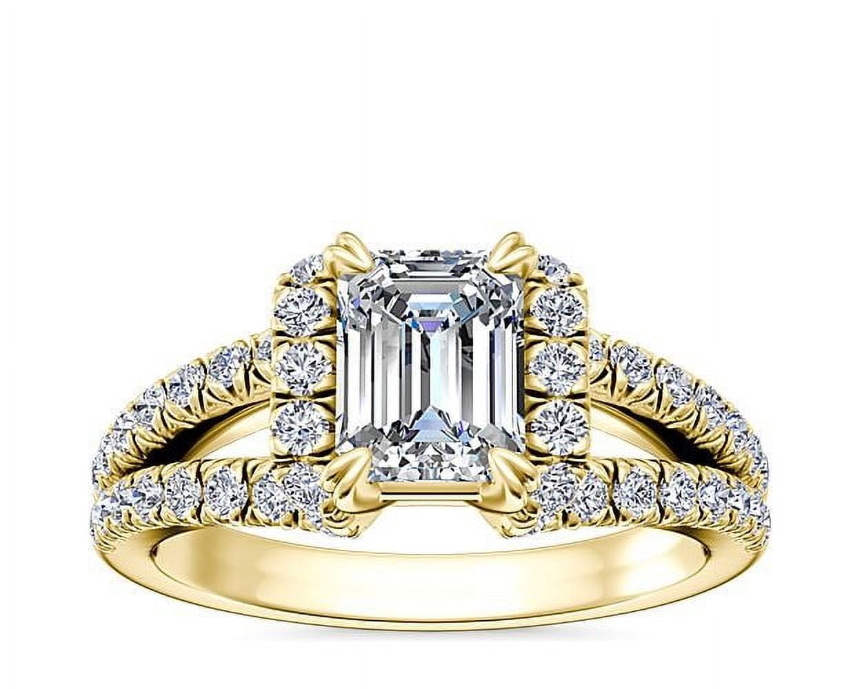 2.50 Carat Unique Emerald Cut Moissanite Diamond Engagement Ring for ...