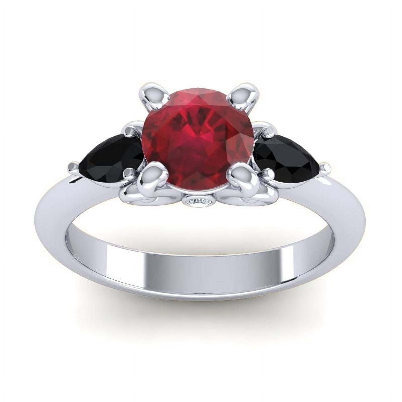 2.50 Carat Wonderful Round Shape Red Ruby & Black Onyx Gemstone Three ...